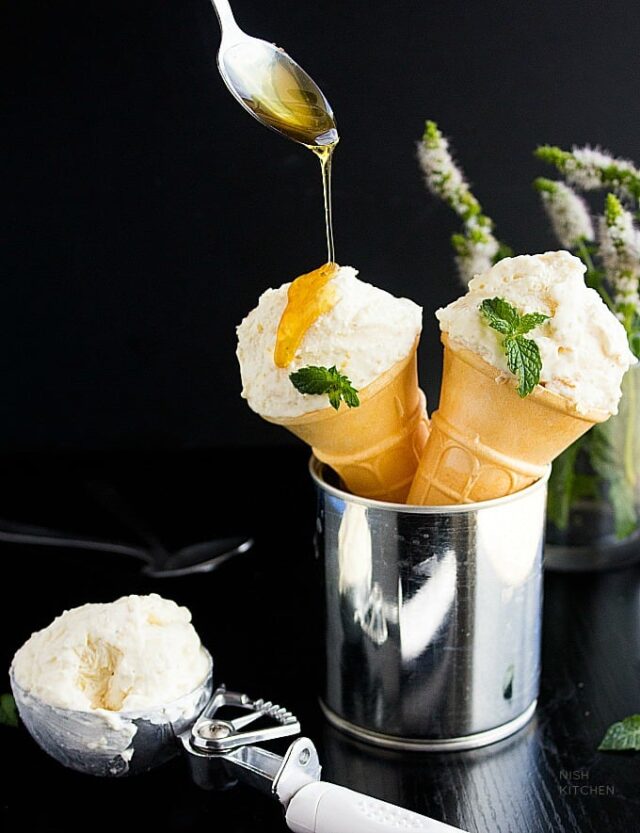 No-Churn Rabri Ice Cream (Video Recipe) - Nish Kitchen