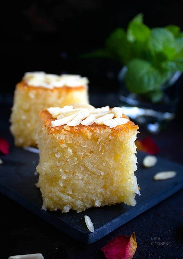 Basbousa | Semolina Coconut Cake | Video - Nish Kitchen