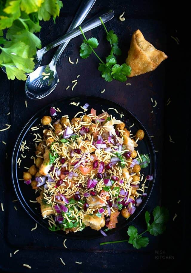 Samosa Chaat | Indian Street Food | Video - Nish Kitchen