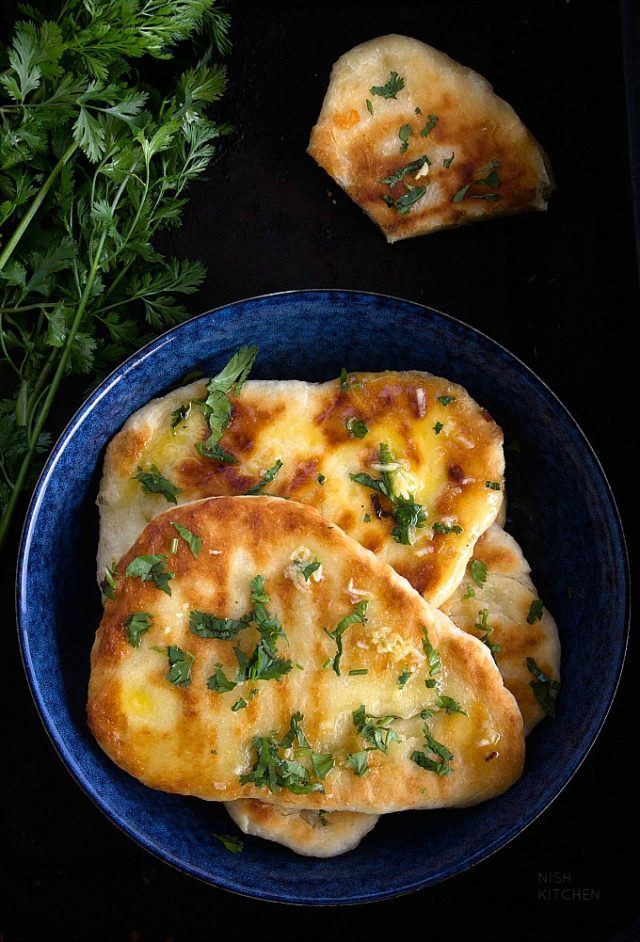 Garlic Naan | Garlic Butter Flavored Flatbread | Video - Nish Kitchen