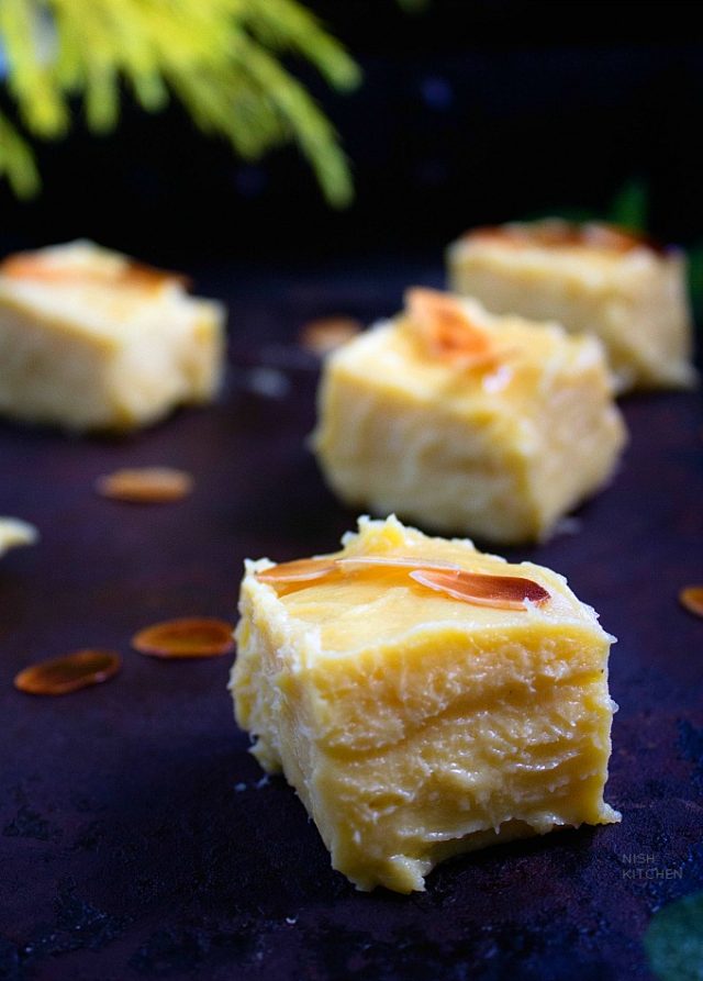 3 Ingredient Mango Burfi | Mango Fudge | Video - Nish Kitchen