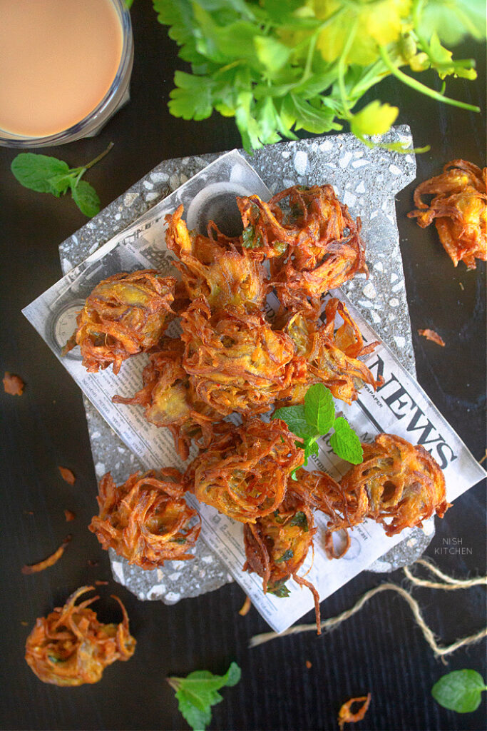 Onion Bhaji | Spiced Onion Fritters | Video - Nish Kitchen