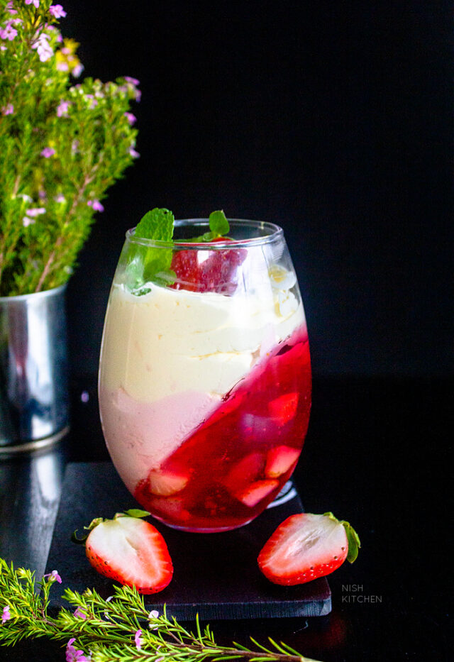 Strawberry Jelly Parfait - Nish Kitchen