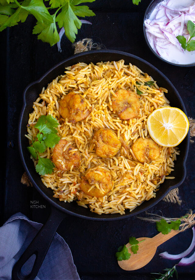 Prawn Pulao | Shrimp Pulao | Video - Nish Kitchen