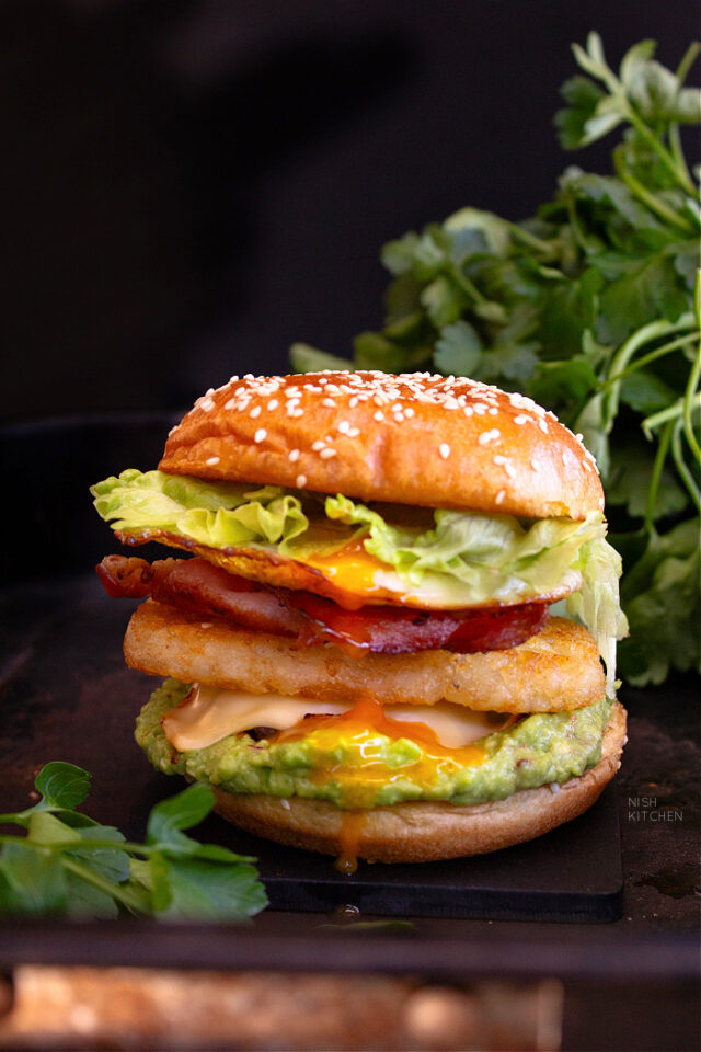 Ultimate Breakfast Burger | Video - Nish Kitchen