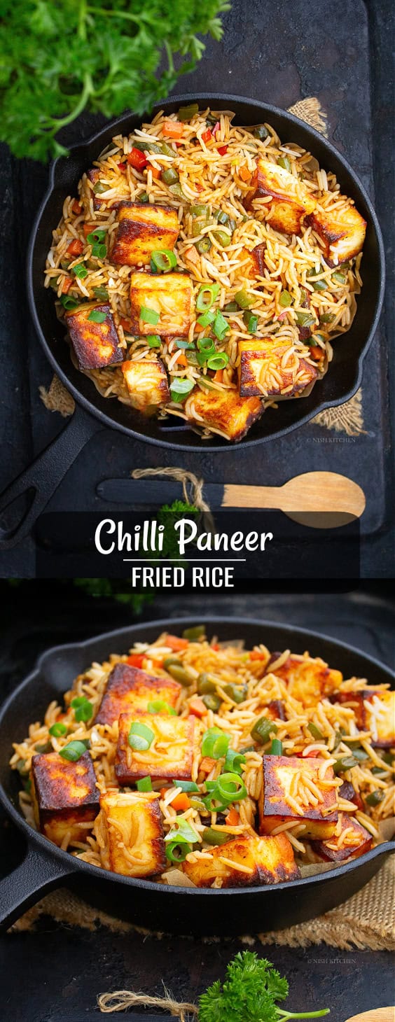 Chili Paneer Fried Rice - Nish Kitchen