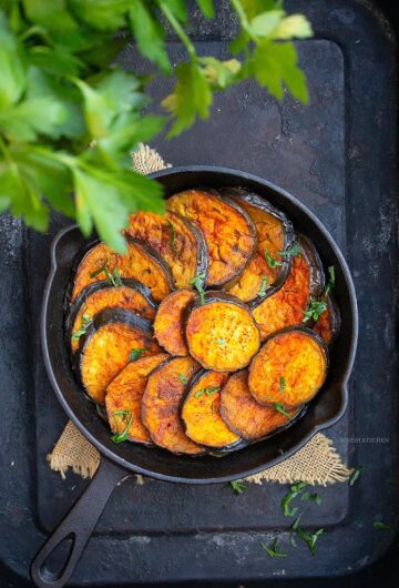 Pan Fried Eggplant | Baingan Bhaja - Nish Kitchen