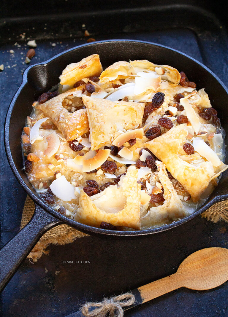 Egyptian Bread Pudding | Om Ali - Nish Kitchen