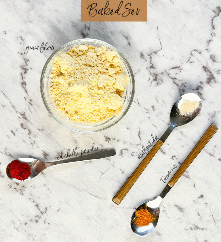 Baked Indian Sev | Crispy Chickpea Noodles For Chaats - Nish Kitchen