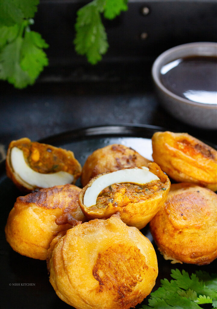 Stuffed Egg Bajji | Egg Pakora | Egg Bonda - Nish Kitchen
